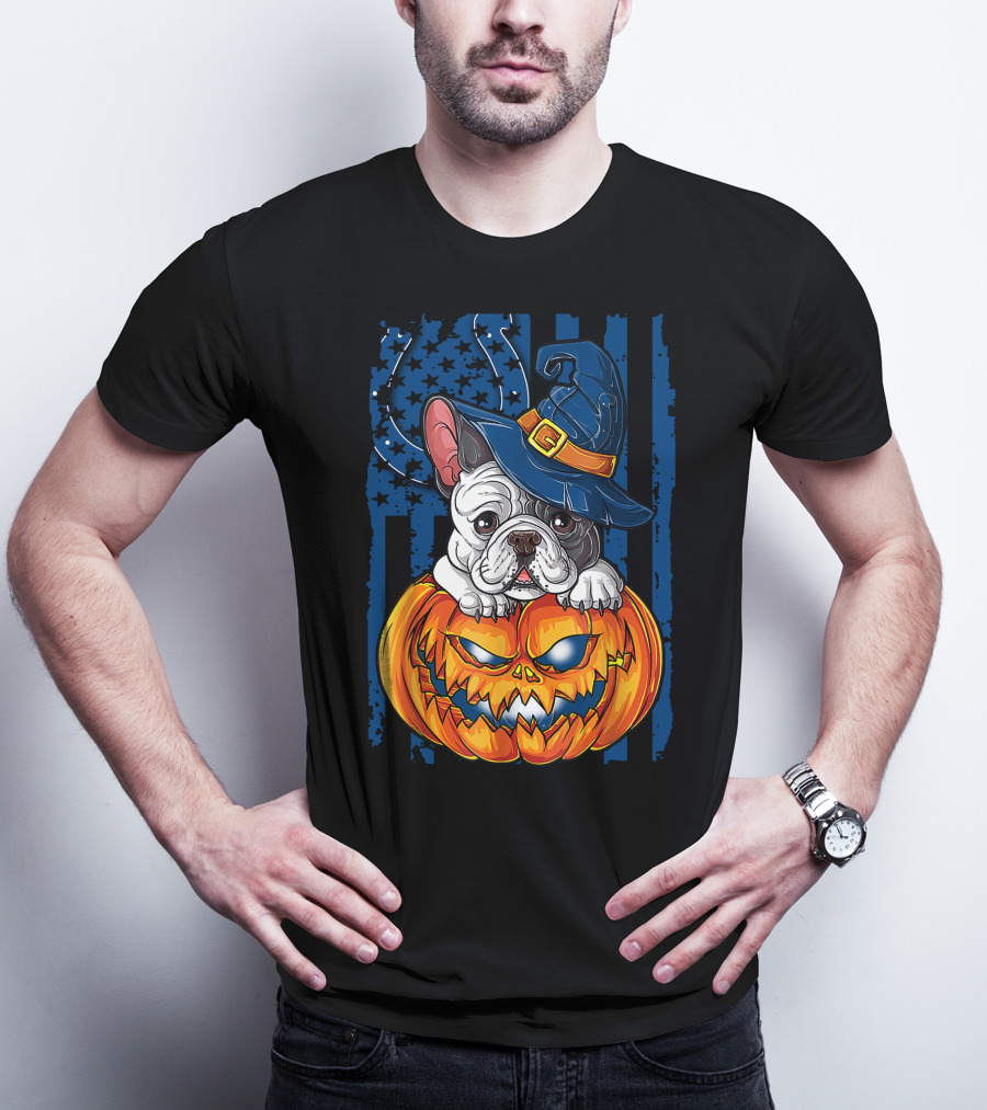 Hlw Halloween Bulldog Indianapolis Colts Pumpkin Magic T-Shirt
