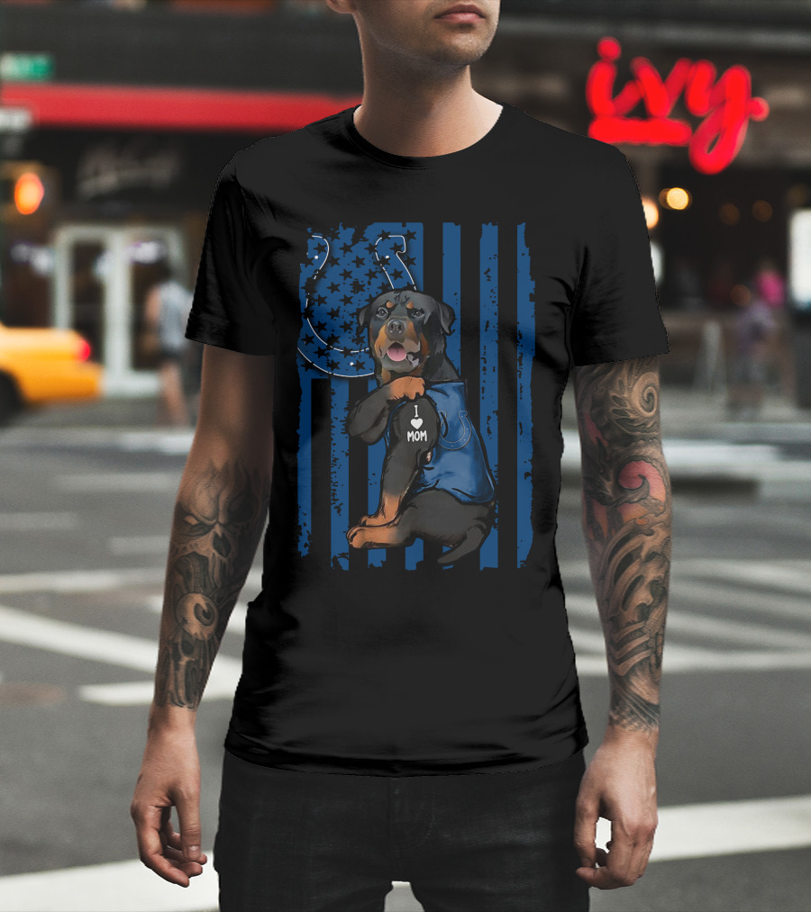 Indianapolis Colts Rottweiler I Love Mom T-Shirt