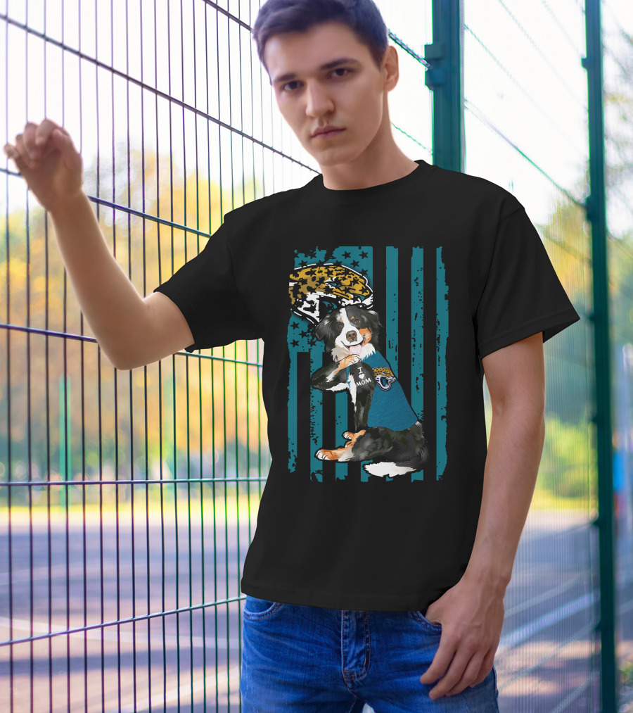 Border Collie I Mom Jacksonville Jaguars Flag T-Shirt