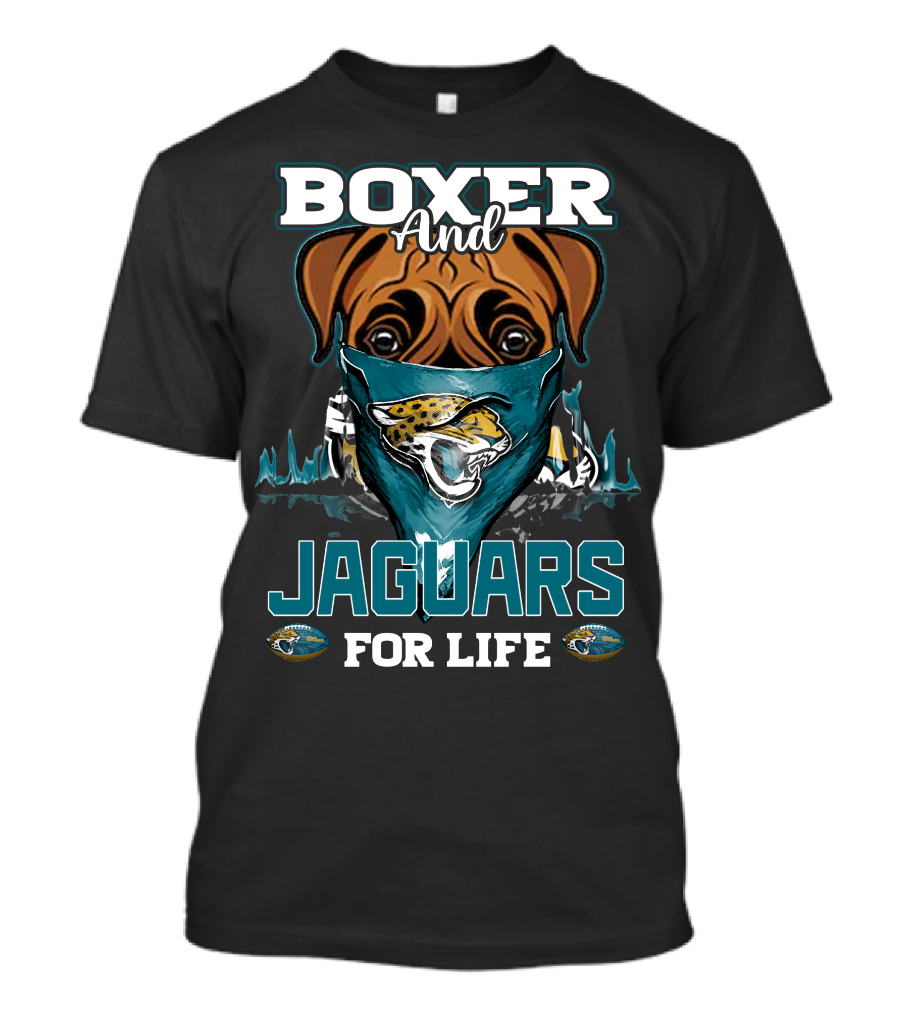 Boxer And Jaguars For Life Jacksonville Jaguars T-Shirt