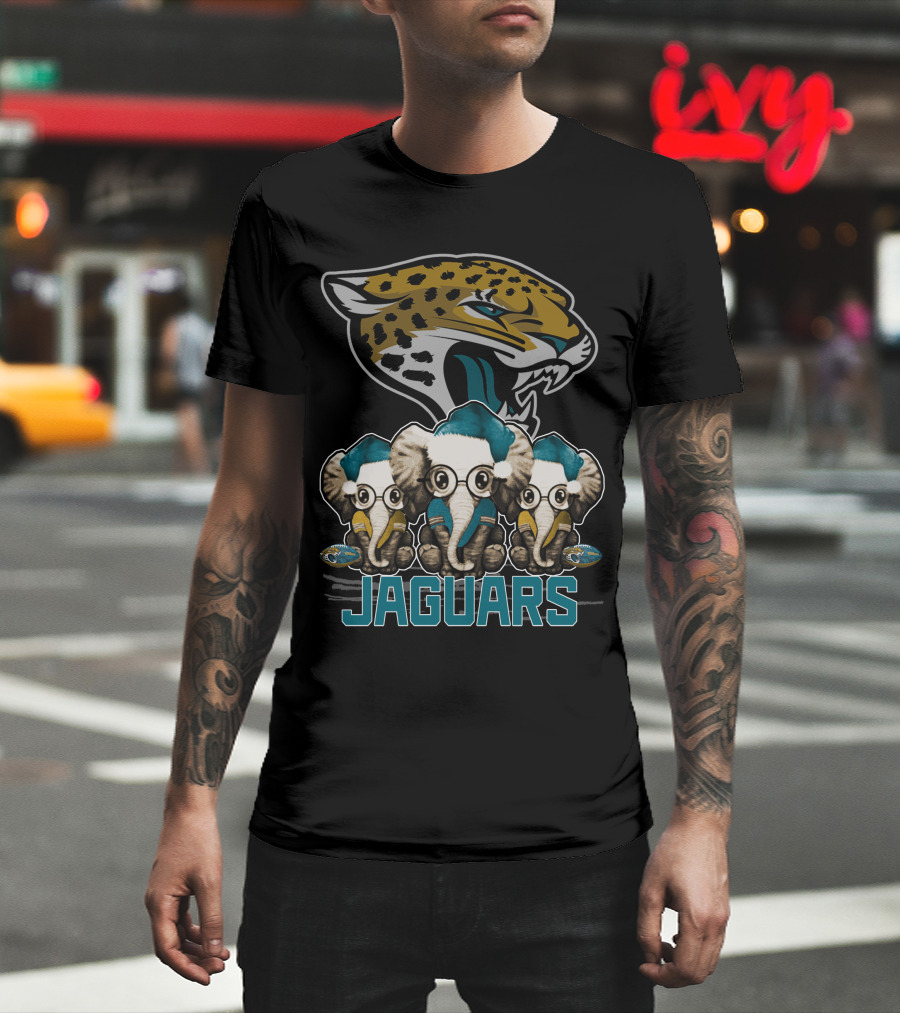 Jaguars Elephant Trio Xmas Jacksonville Jaguars T-Shirt