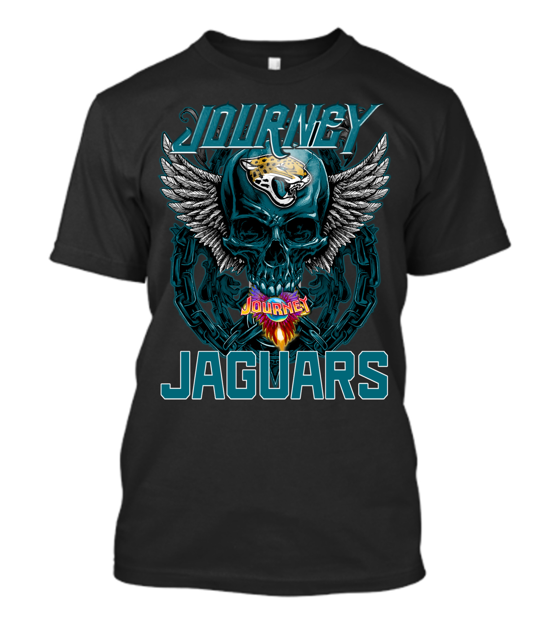 Journey Jaguars Skull Wings Chain NFL Team T-Shirt