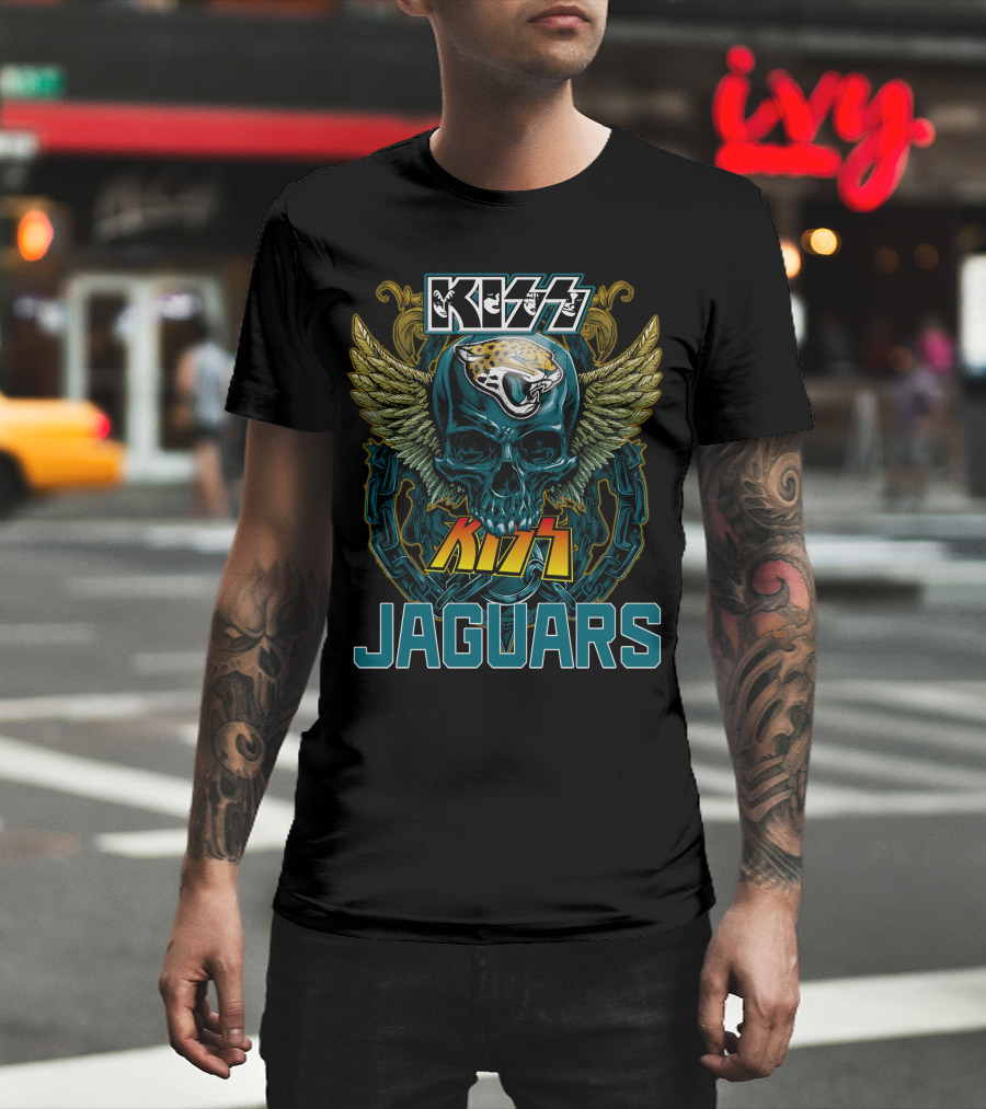 Kiss Jacksonville Jaguars Skull Wings T-Shirt