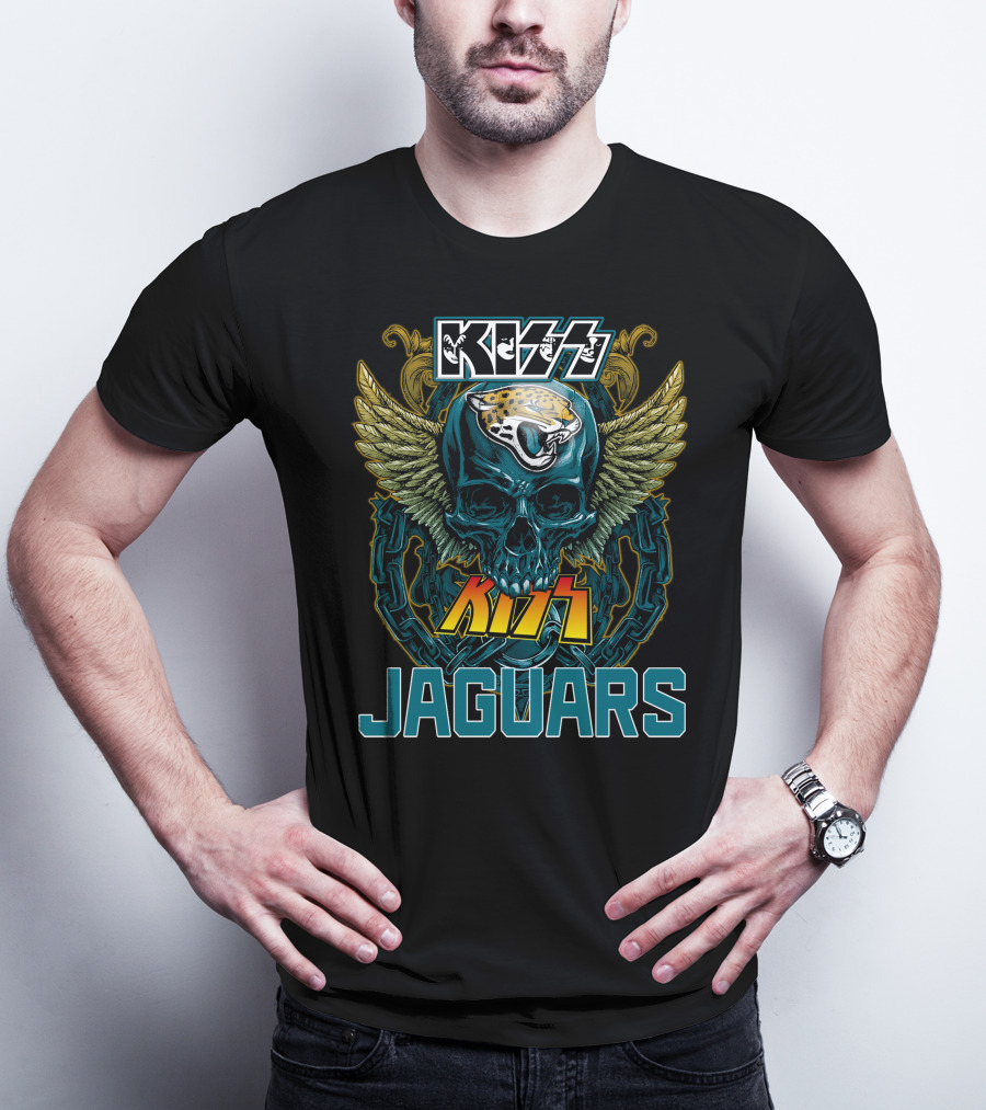 Kiss Jacksonville Jaguars Skull Wings T-Shirt