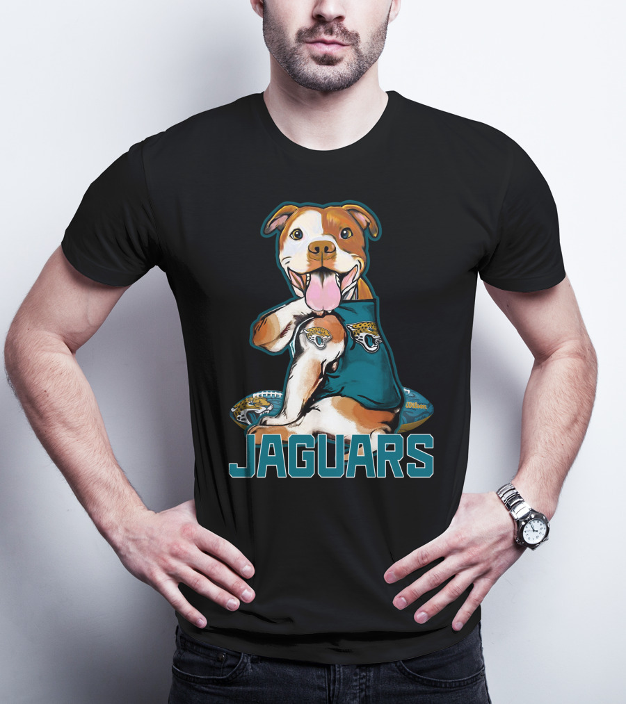 Jaguars Pitbull Mascot With Jacksonville Football T-Shirt