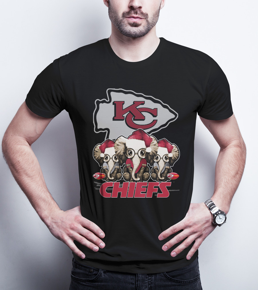 KC Chiefs Xmas Elephants Football Holiday Edition T-Shirt