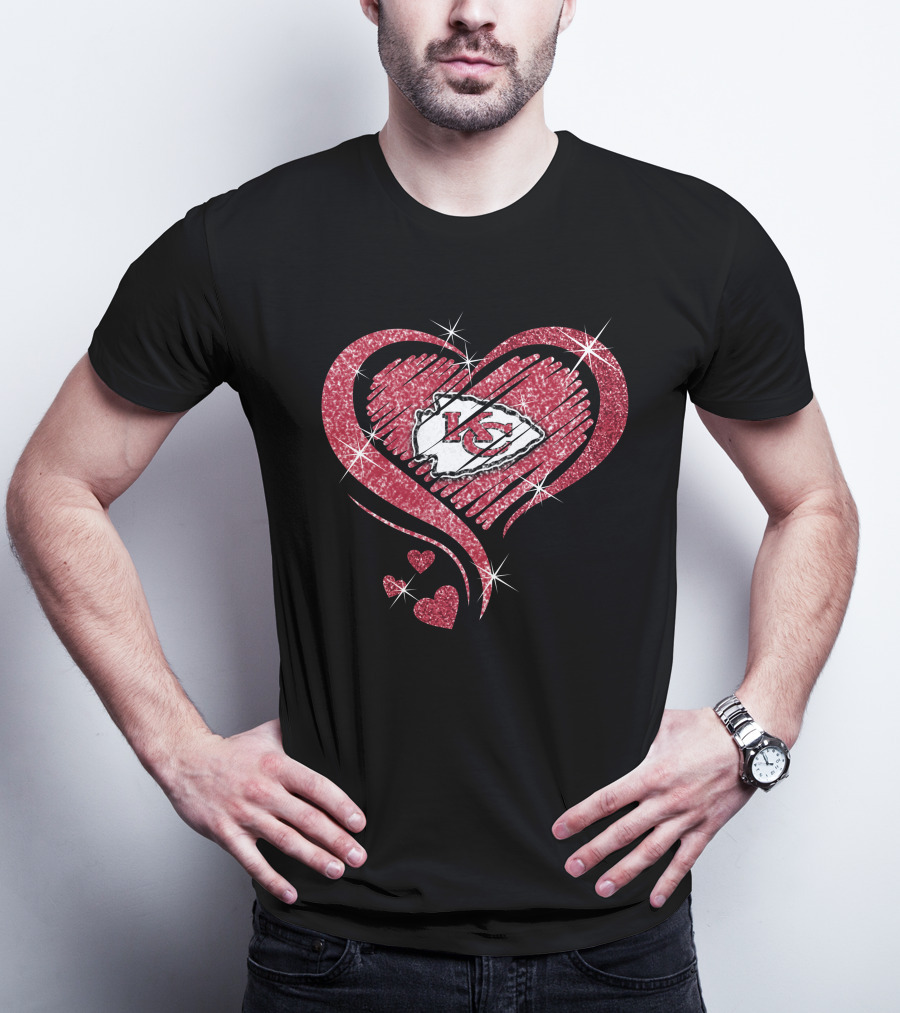 Kansas City Chiefs Heart Diamond Glitter T-Shirt