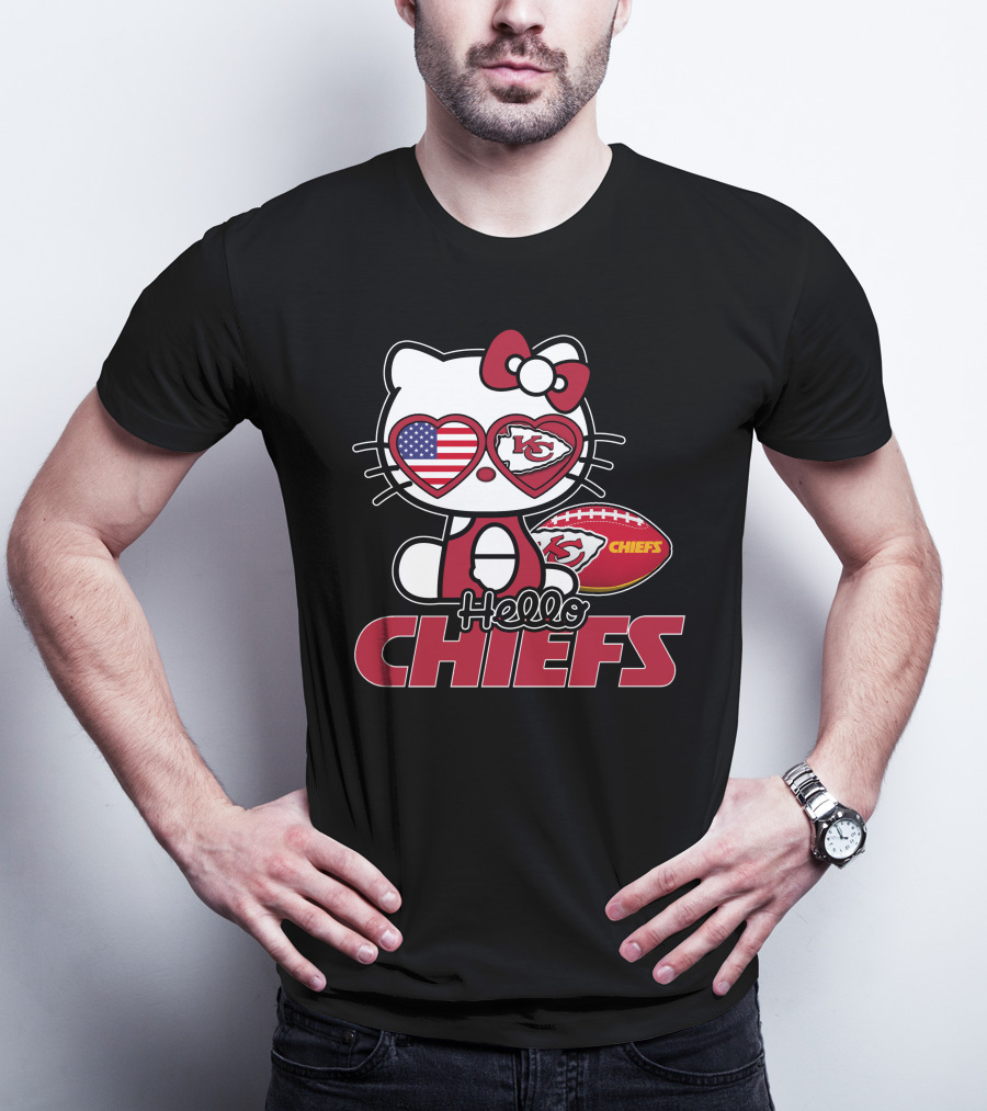 Hello Kitty Kansas City Chiefs American Flag Football Chiefs T-Shirt