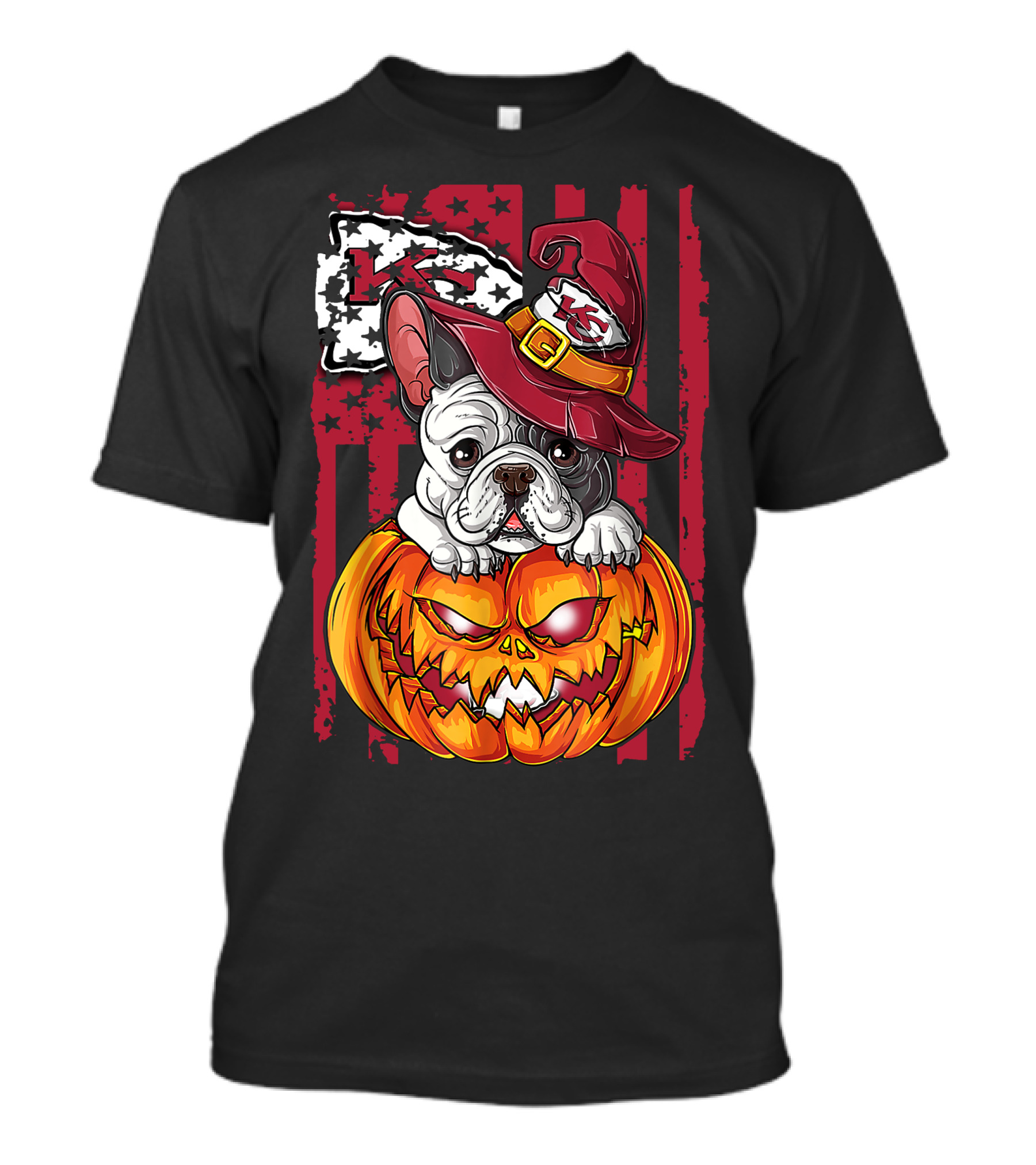 Hlw Bulldog Kansas City Chiefs Halloween Pumpkin Wizard Hat T-Shirt