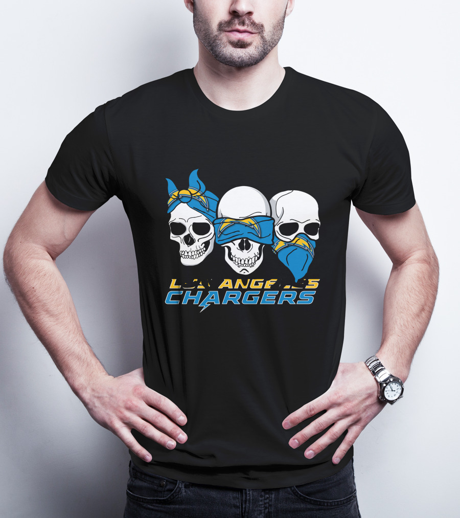Los Angeles Chargers Three Skulls With Bandanas T-Shirt