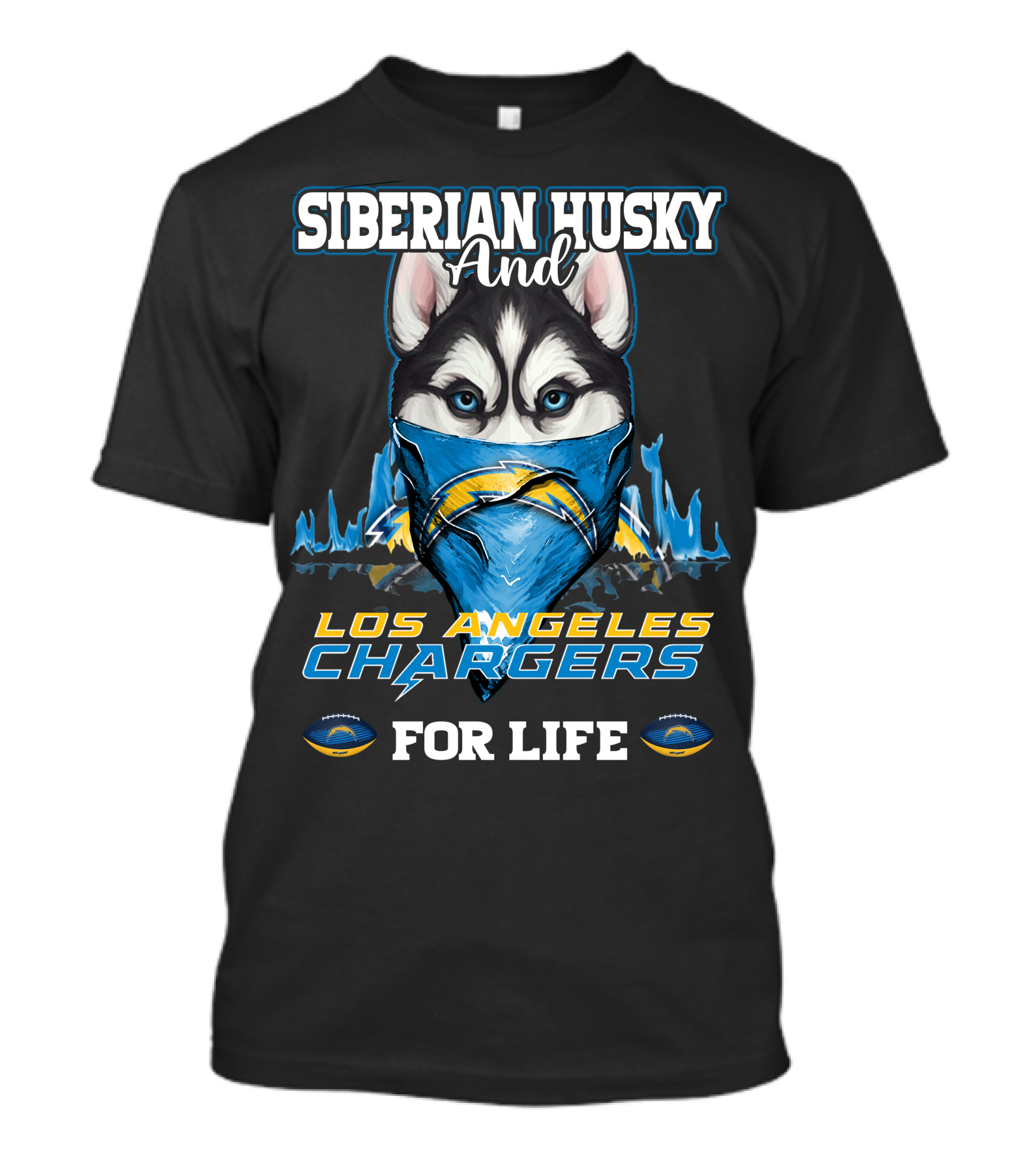 Siberian Husky And Los Angeles Chargers For Life T-Shirt