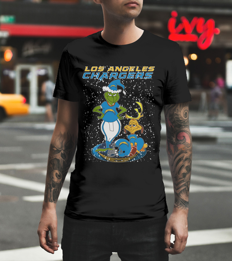 Los Angeles Chargers Grinchxmas Football Characters T-Shirt