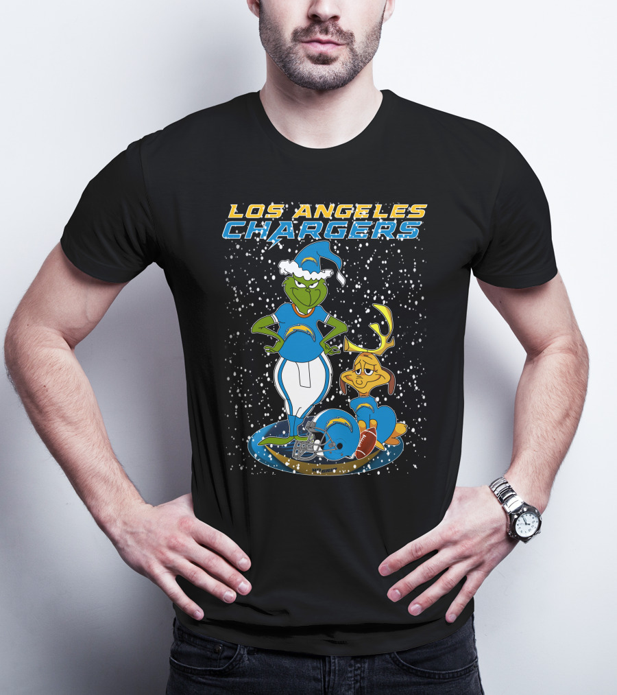 Los Angeles Chargers Grinchxmas Football Characters T-Shirt