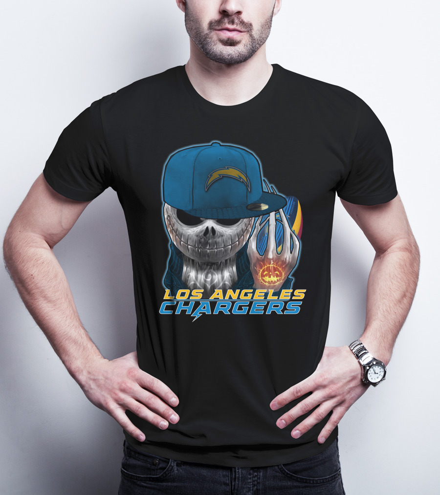 Jackskull Pumpkin Los Angeles Chargers T-Shirt