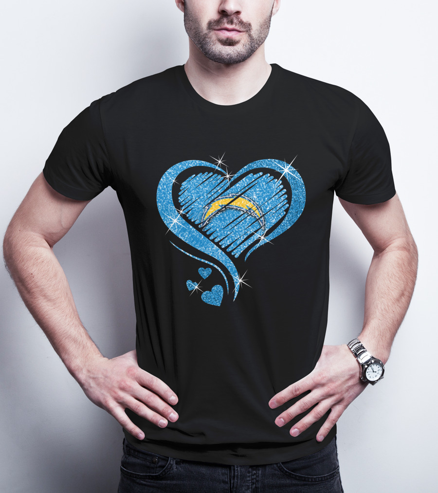Heart Diamond Sparkle Los Angeles Chargers T-Shirt