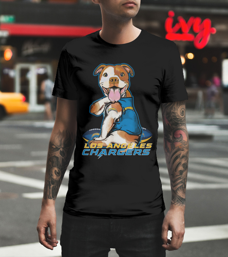 Pittbull Los Angeles Chargers NFL Football Dog Fan T-Shirt