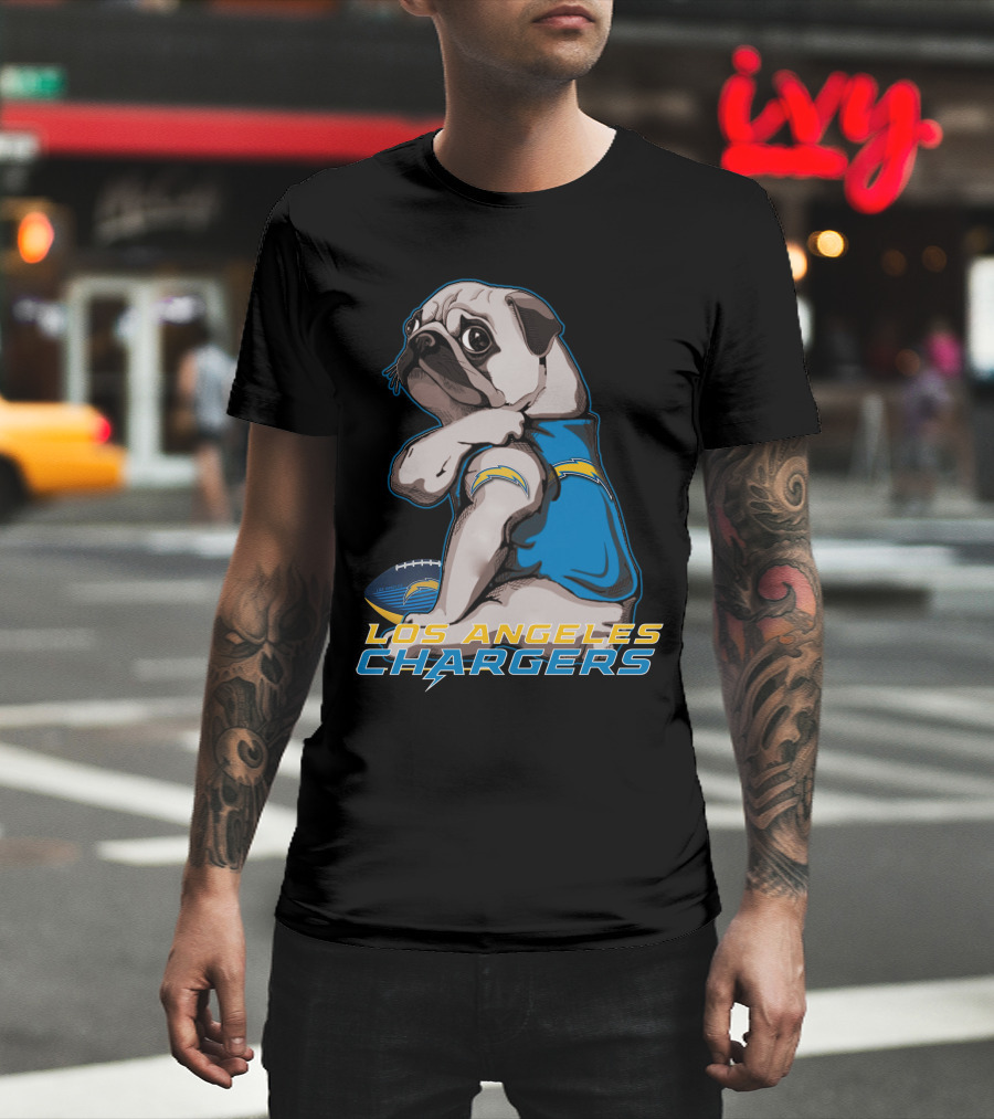 Los Angeles Chargers Pug Football T-Shirt