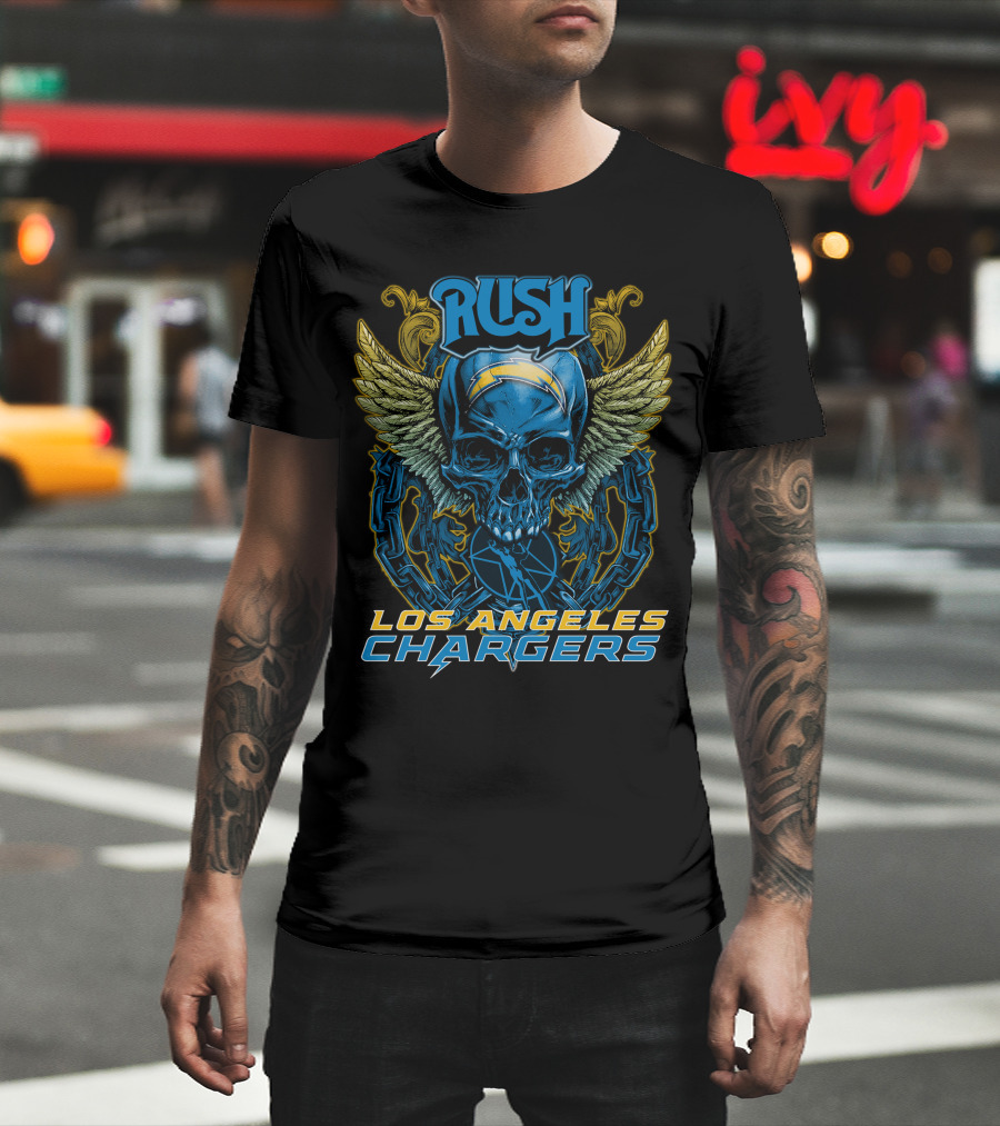 Rush Los Angeles Chargers Skull With Wings T-Shirt