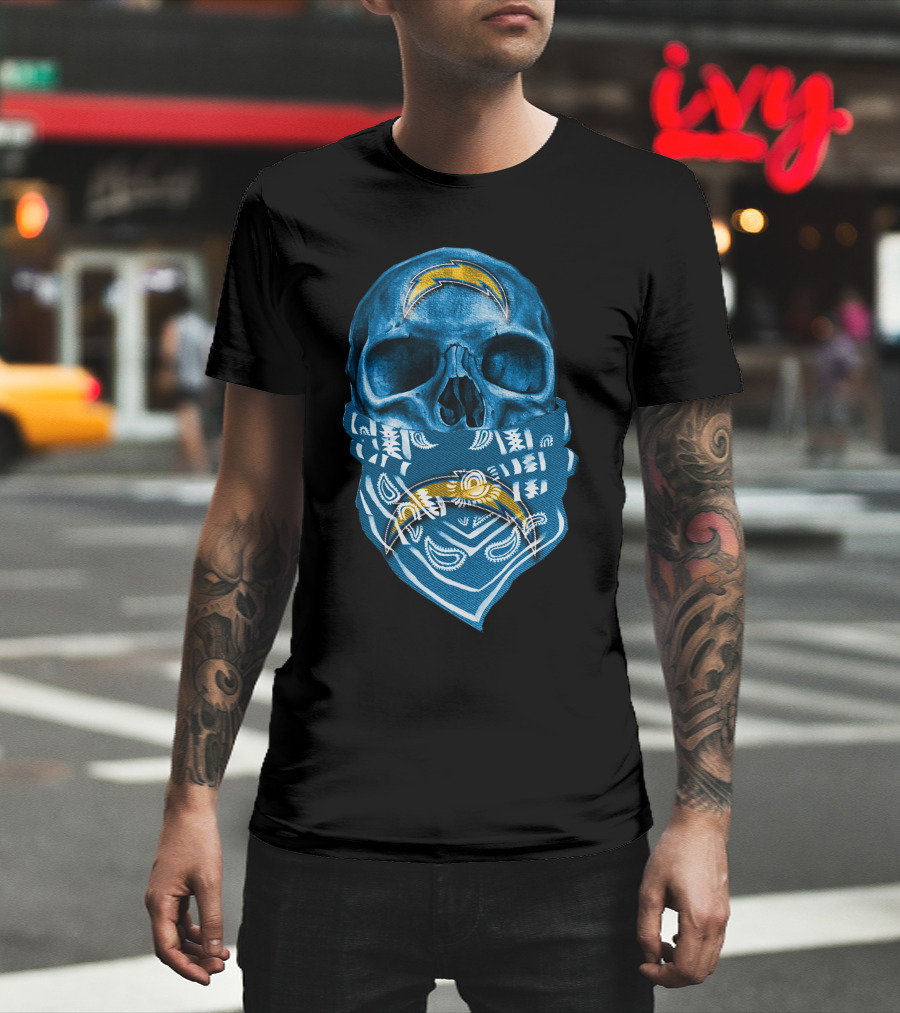 Skull Bandana Los Angeles Chargers T-Shirt
