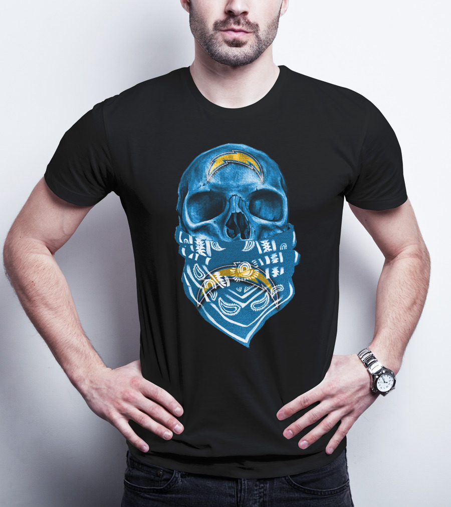 Skull Bandana Los Angeles Chargers T-Shirt