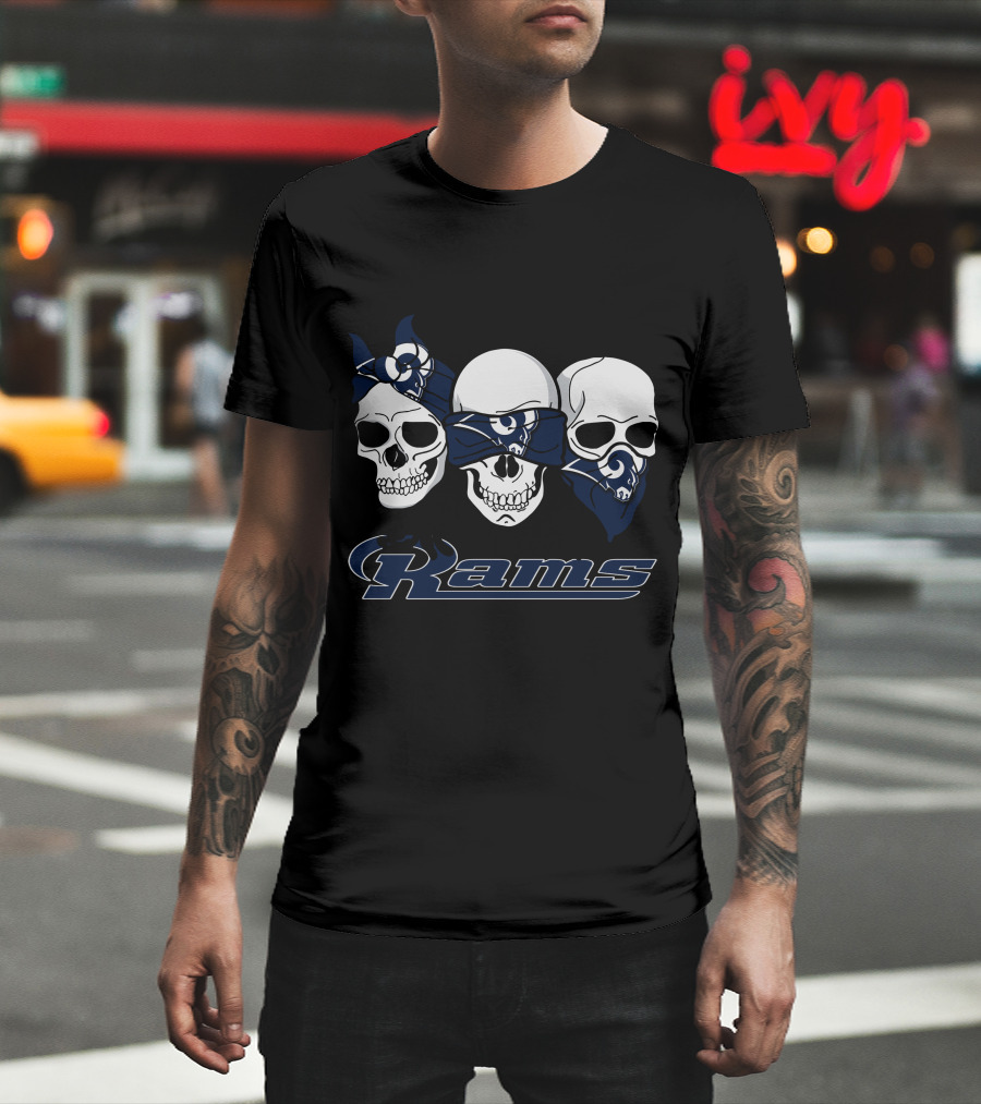 Rams Skull Trio Los Angeles Football Fan Gear T-Shirt