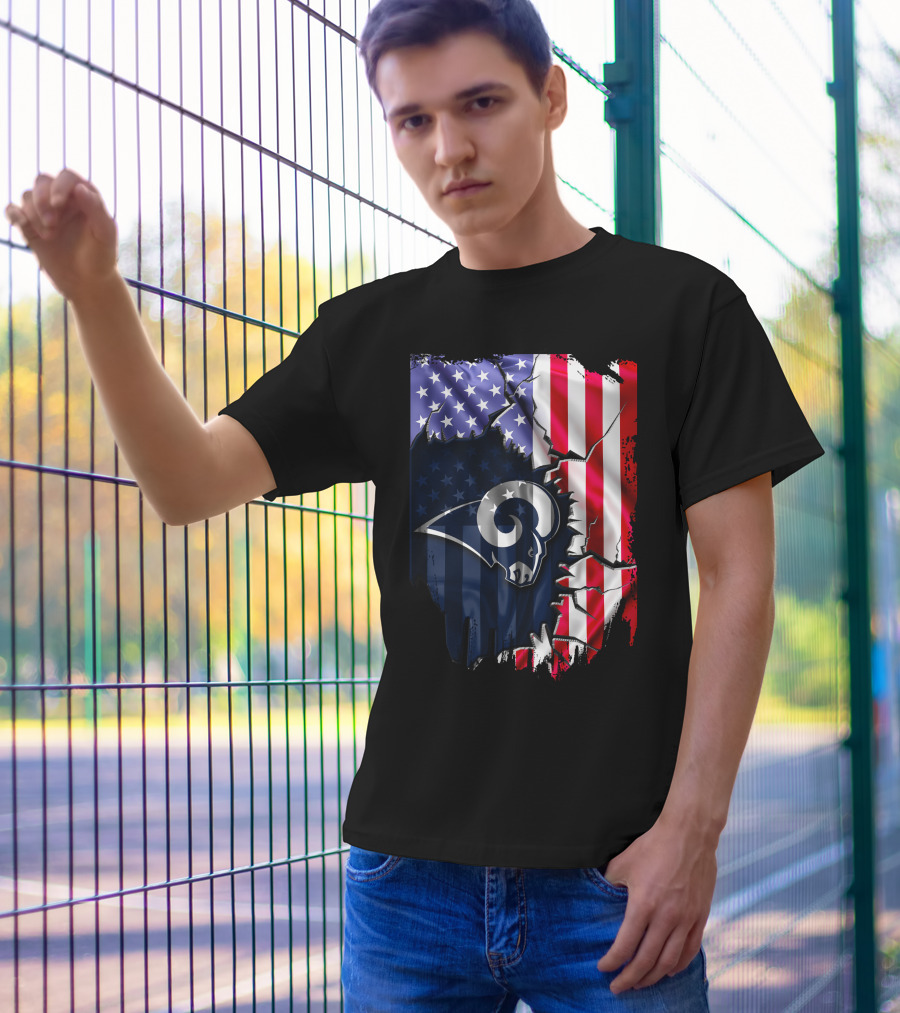American Flag Los Angeles Rams T-Shirt