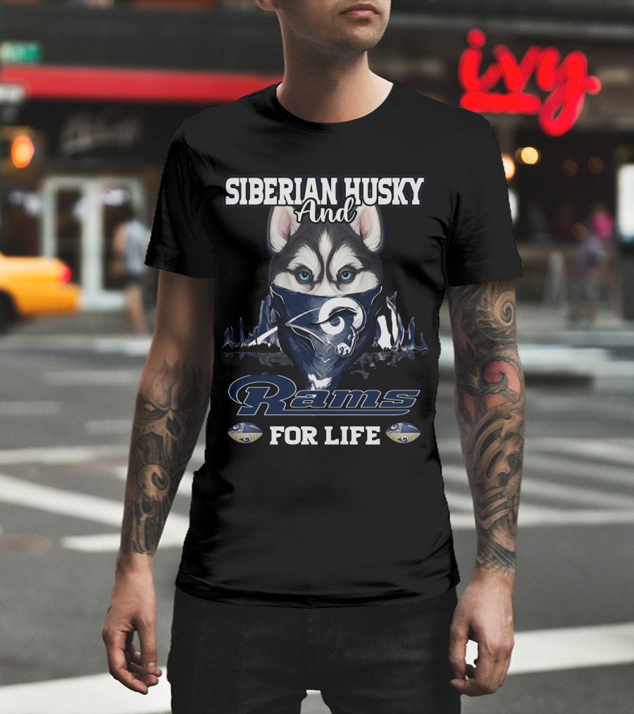 Siberian Husky And Rams For Life T-Shirt