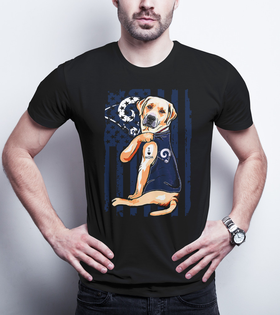 Labrador Retriever I Love Mom Los Angeles Rams Fan T-Shirt