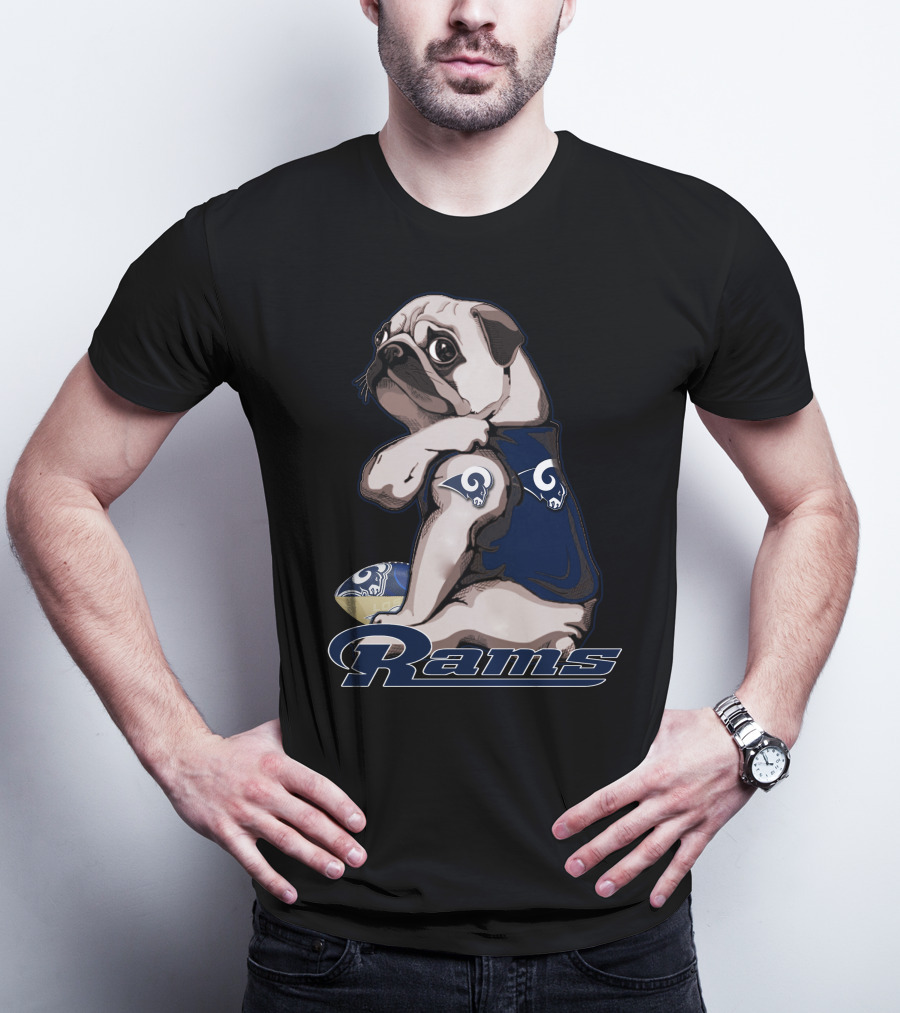 Pug Rams Football Team Fan T-Shirt