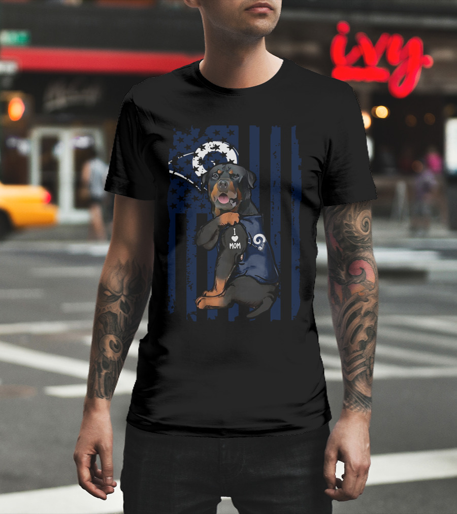 Rottweiler I Love Mom Los Angeles Rams T-Shirt