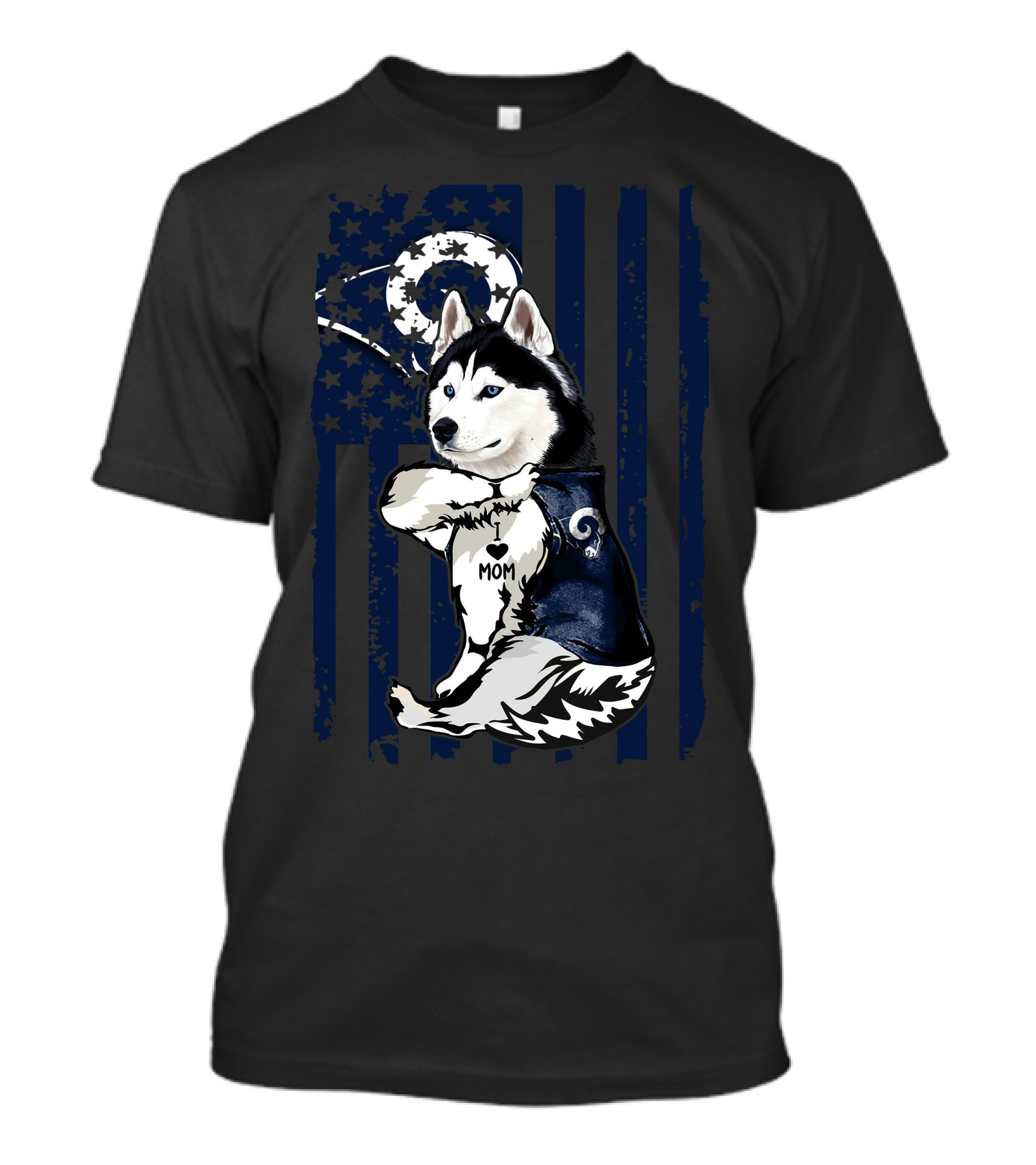 Siberian Husky Los Angeles Rams Mom T-Shirt