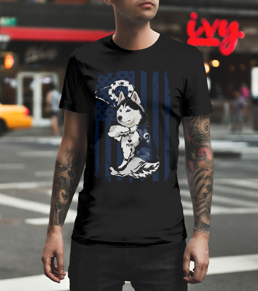 Siberian Husky Los Angeles Rams Mom T-Shirt