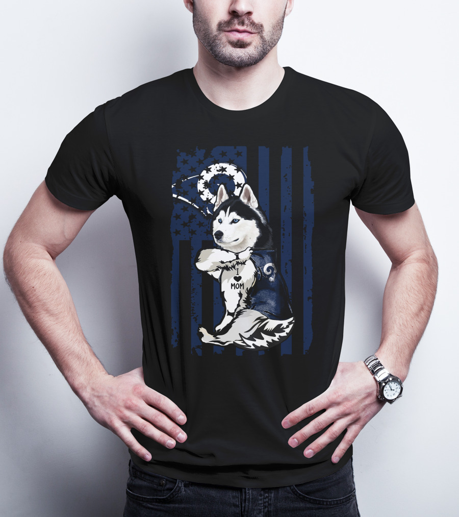 Siberian Husky Los Angeles Rams Mom T-Shirt