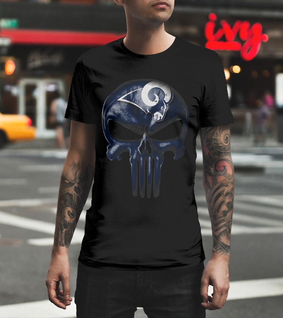 Skull Los Angeles Rams Logo Fusion T-Shirt