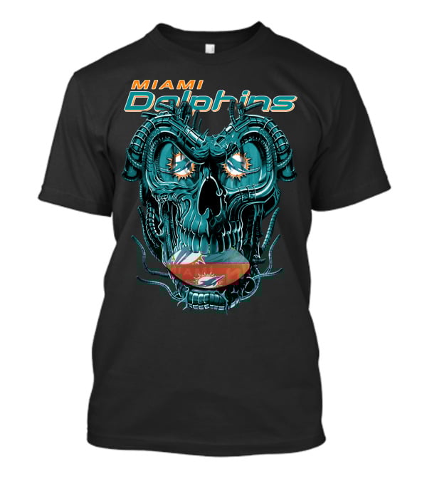 Miami Dolphins Dragonskull Fusion Football T-Shirt