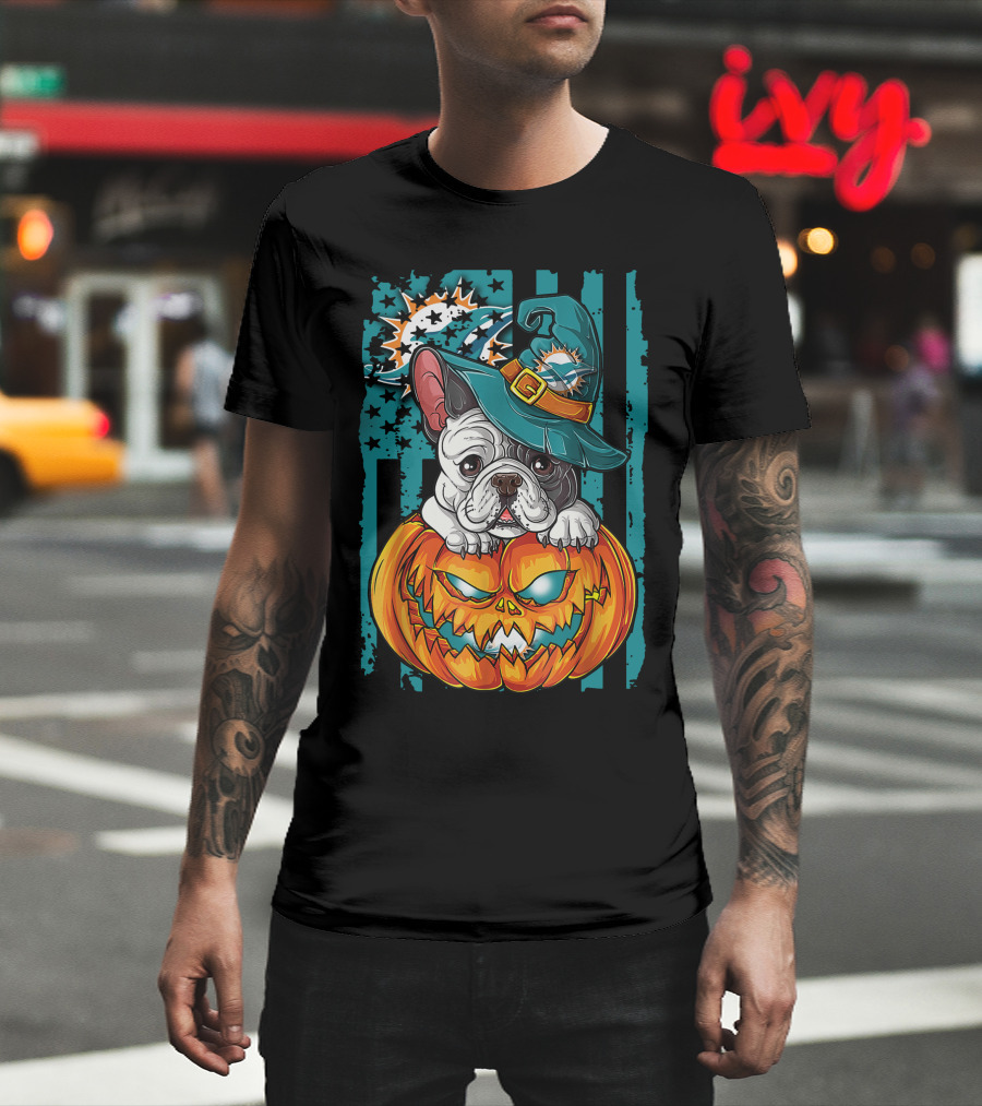 Hlw Bulldog Miami Dolphins Halloween Pumpkin Magic T-Shirt