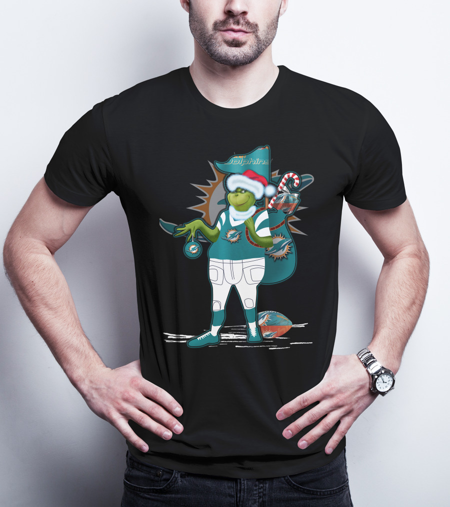 Grinchxmas Miami Dolphins Christmas Football Fan T-Shirt