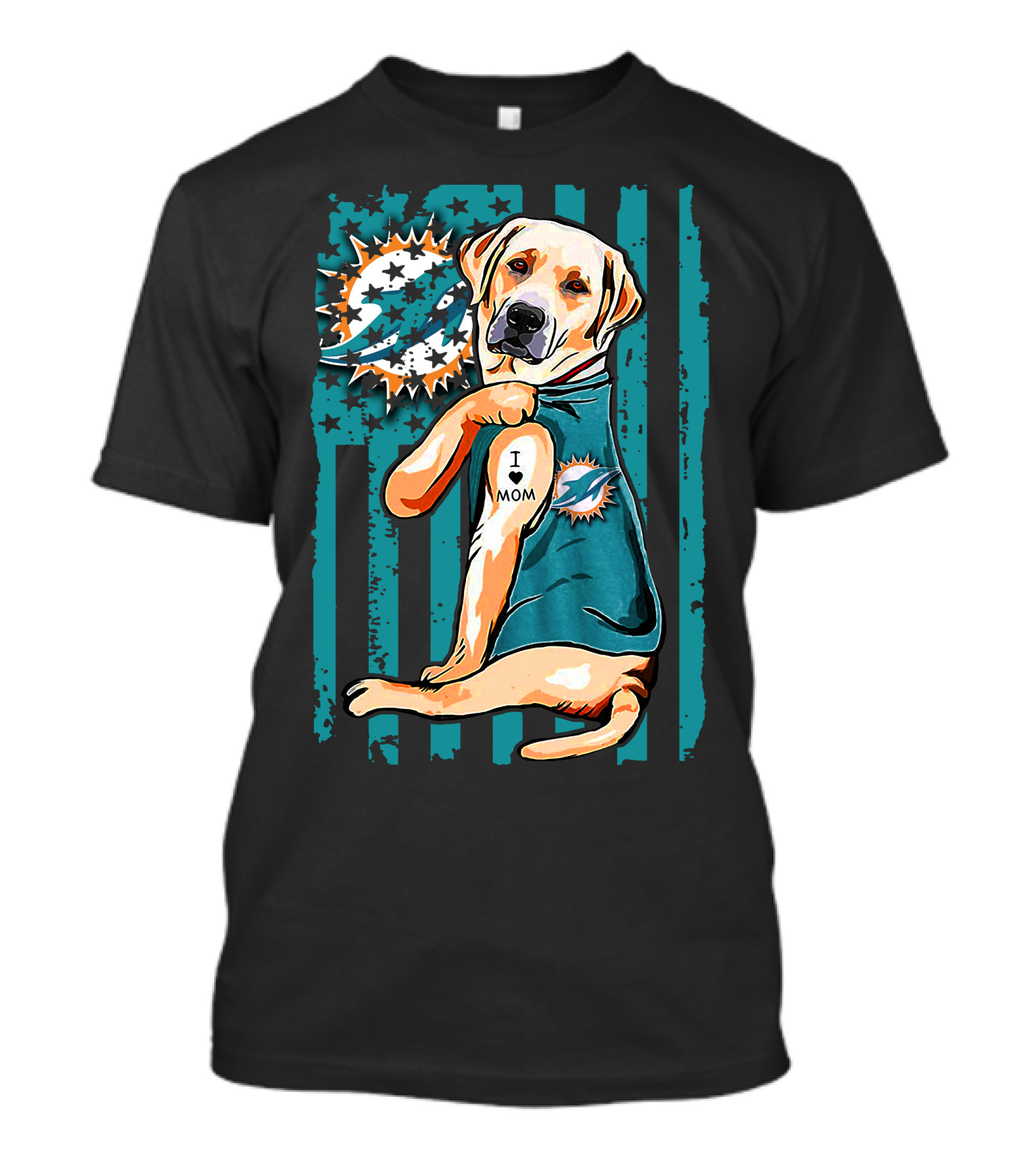 Labrador Retriever Miami Dolphins I Love Mom T-Shirt