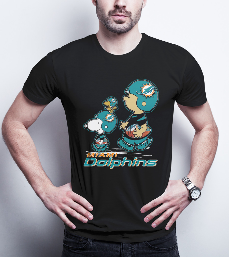Snpfootball Miami Dolphins Peanuts Characters T-Shirt