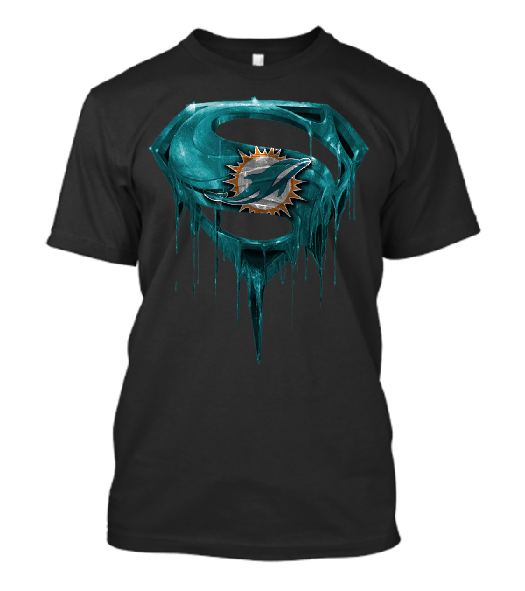 Miami Dolphins Superman Logo Dripping Effect T-Shirt