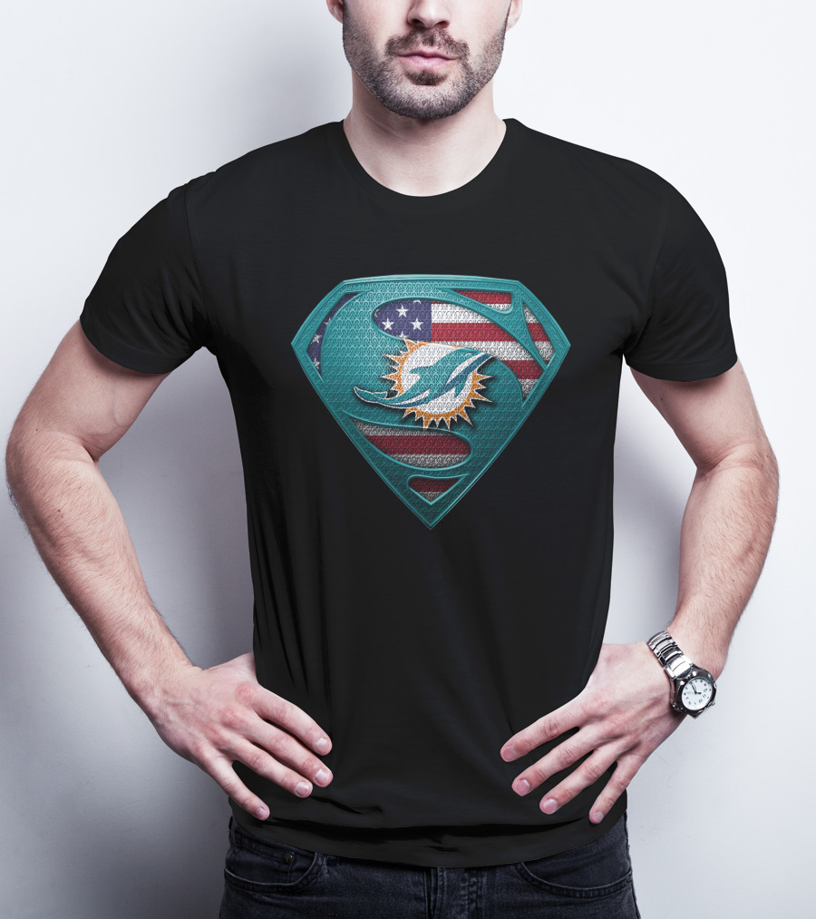 Miami Dolphins American Flag Superman T-Shirt