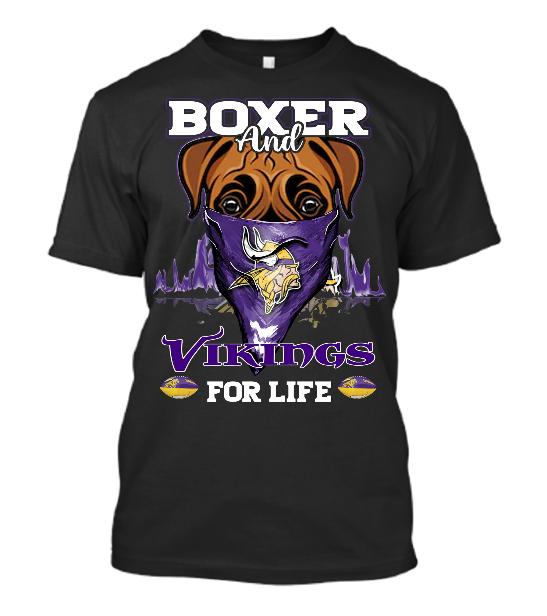 Boxer And Vikings For Life Minnesota T-Shirt