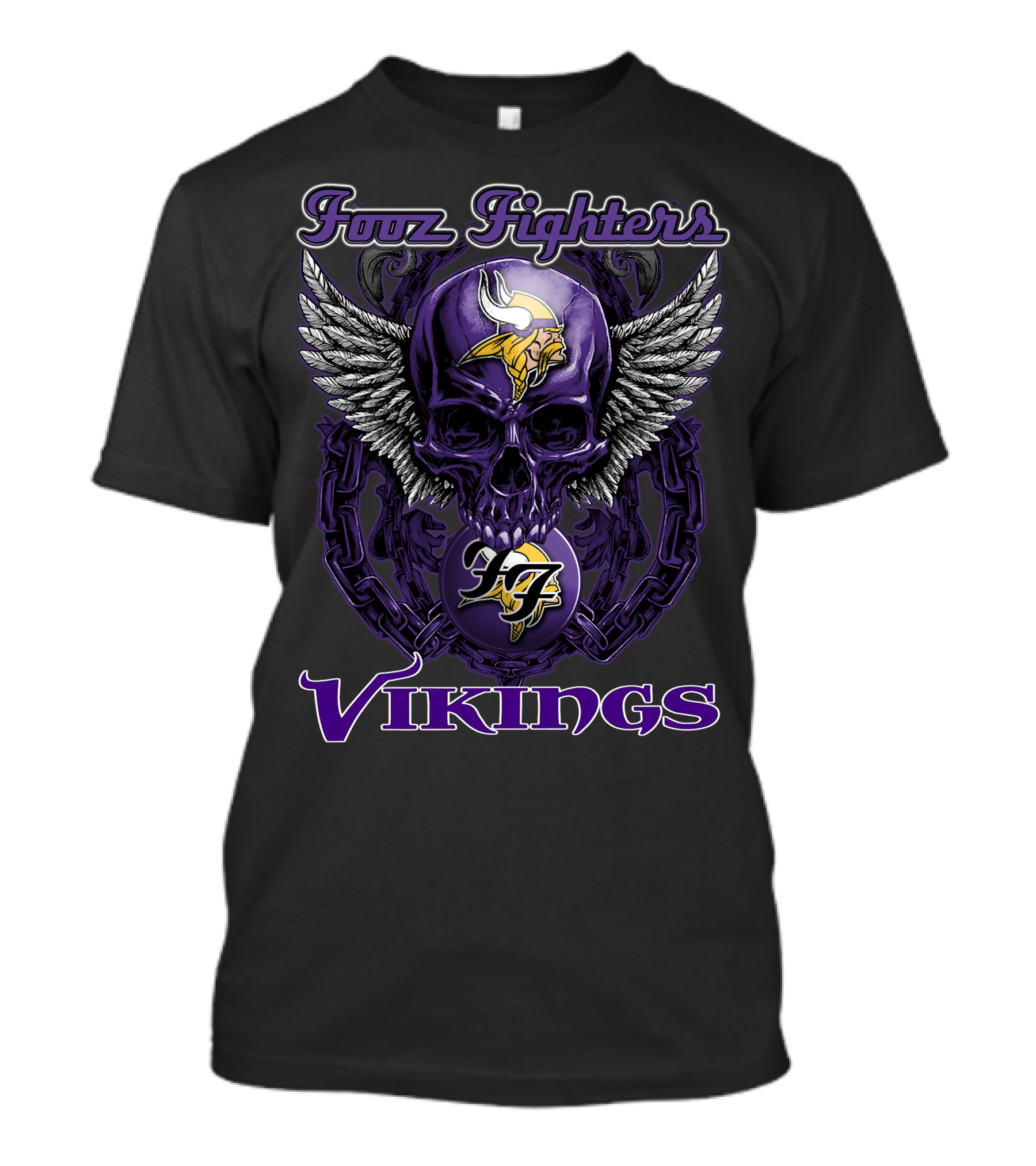 Foo Fighters Minnesota Vikings Skull Winged T-Shirt
