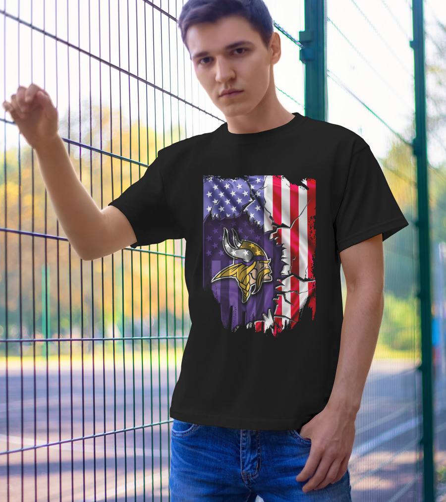 American Flag Minnesota Vikings T-Shirt