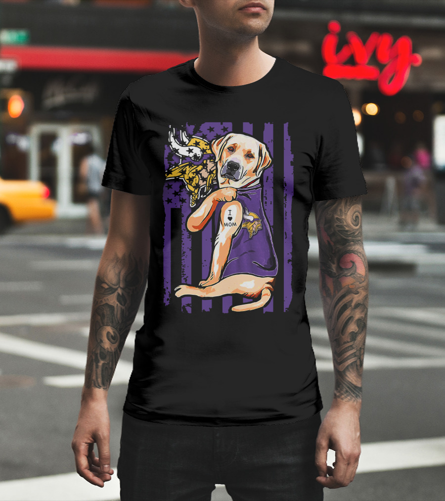 Minnesota Vikings Labrador Retriever I Love Mom T-Shirt