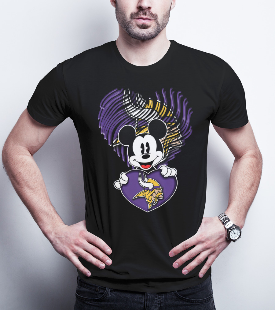 Minnesota Vikings Mickey Heart T-Shirt