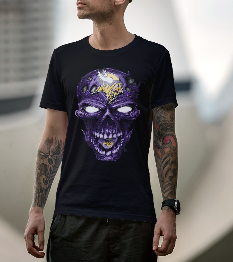 Minnesota Vikings Skull Purple T-Shirt