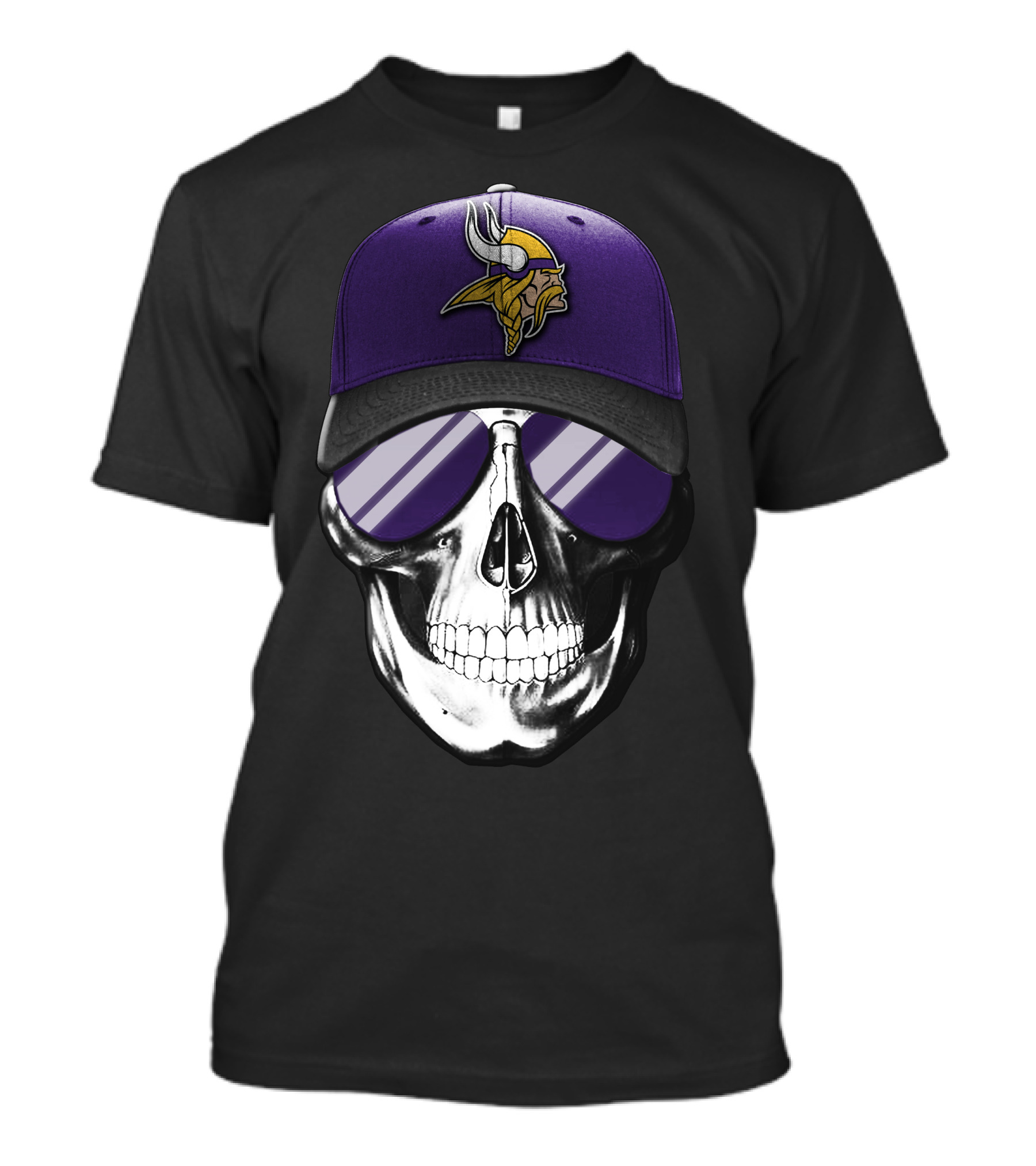 Minnesota Vikings Skull With Purple Hat T-Shirt