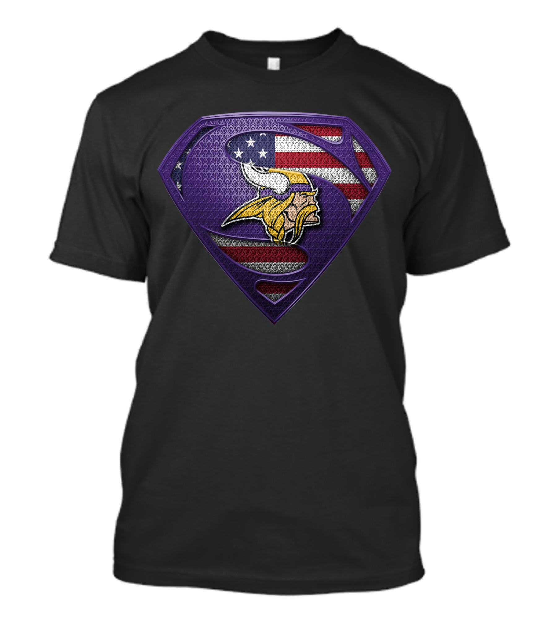 Minnesota Vikings American Flag Superman Shield T-Shirt