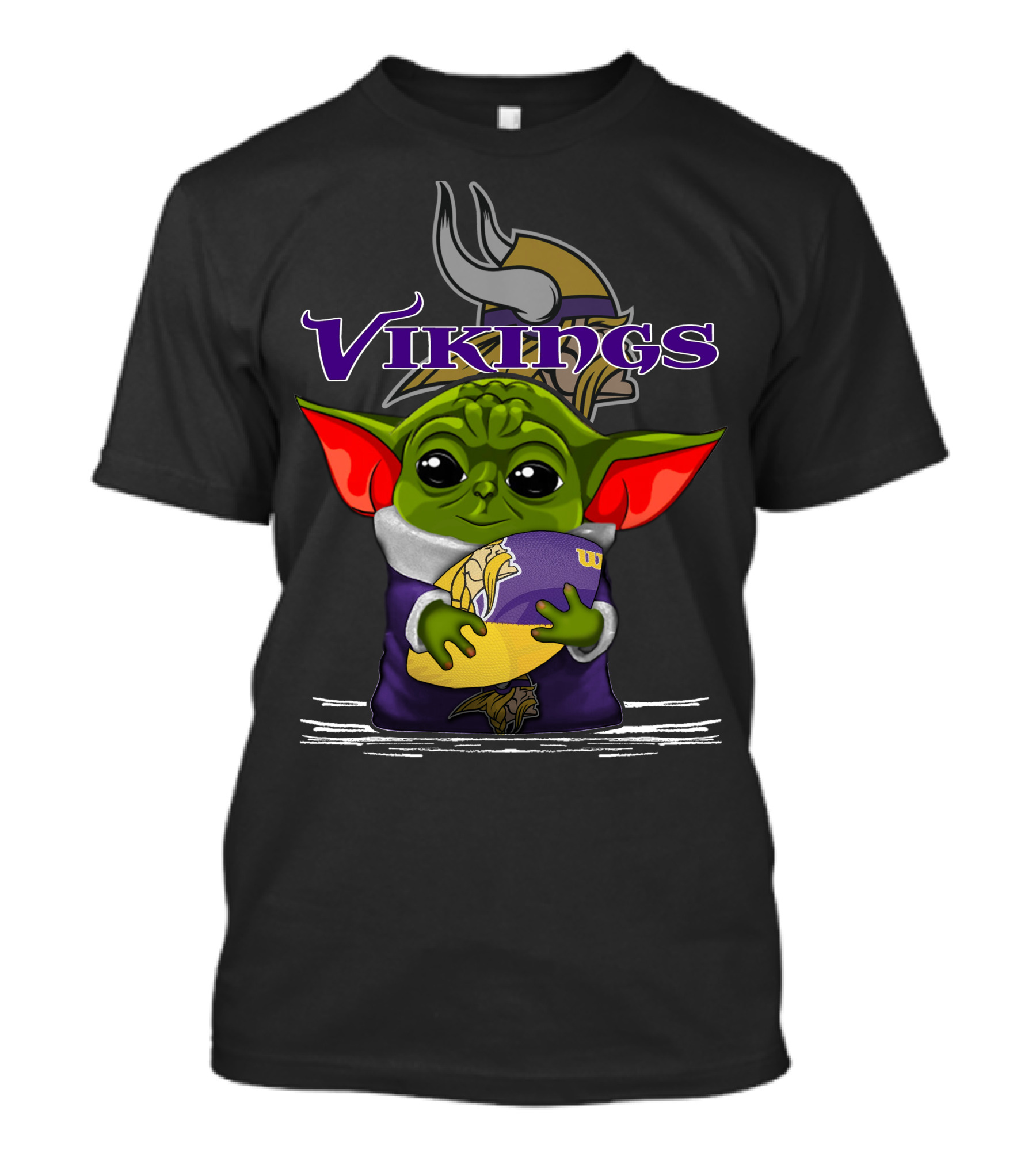 Vikings Baby Yoda Holding Minnesota Team Football T-Shirt